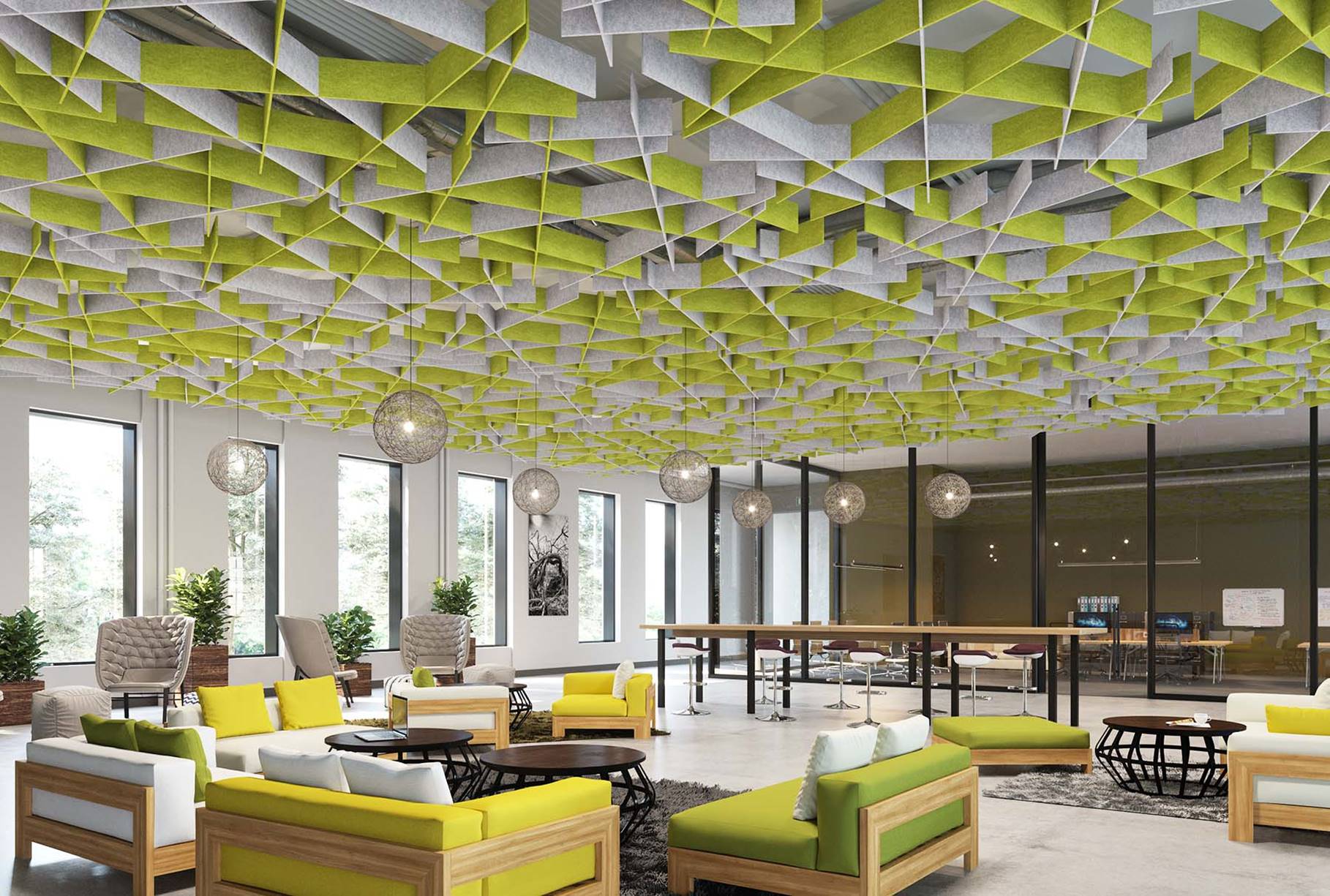 Grid Art Acoustic Ceiling - Acoustic Panel Manufacturer | Kingkus